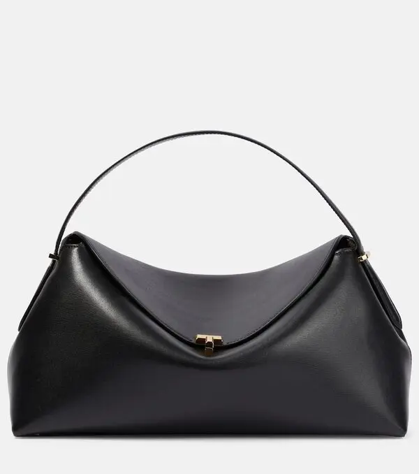 TOTEME T-lock Medium Leather Tote Bag - Black