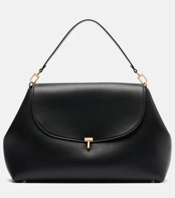TOTEME T-lock Medium Leather Tote Bag - Black