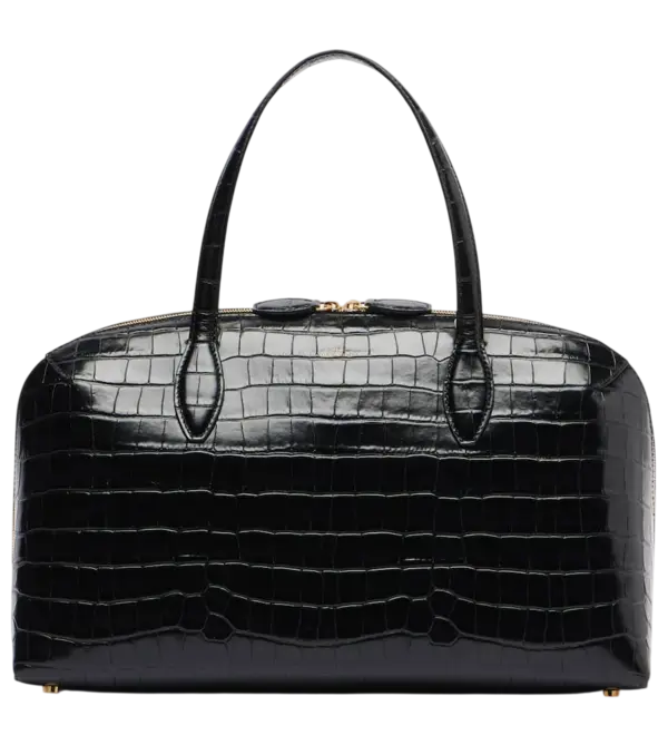 TOTEME Lounge Medium Croc-effect Leather Tote Bag - Black