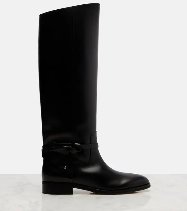 JIMMY CHOO Lawton Leather Knee-high Boots - Black