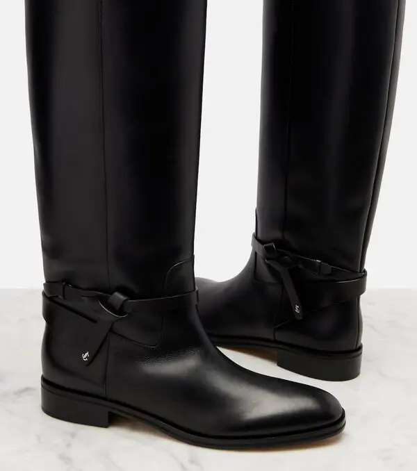 JIMMY CHOO Lawton Leather Knee-high Boots - Black