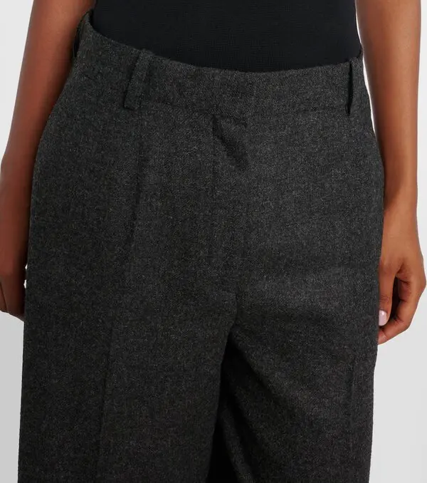TOTEME High-rise Wide-leg Flannel Pants - Grey