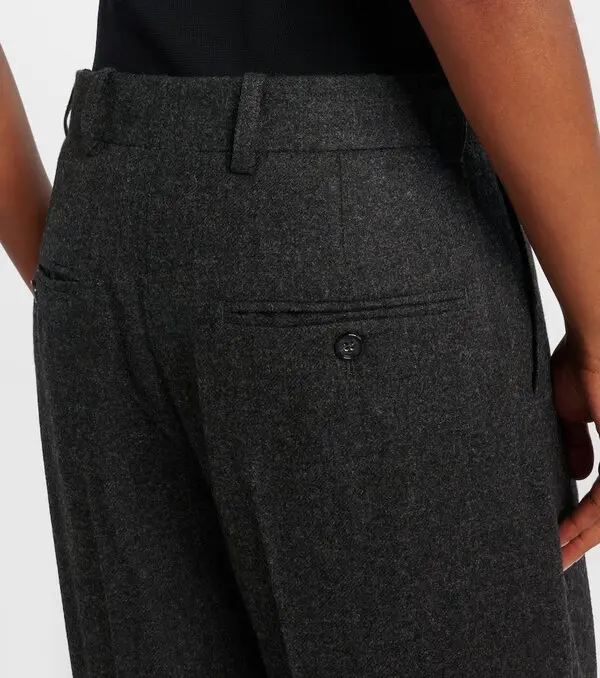 TOTEME High-rise Wide-leg Flannel Pants - Grey