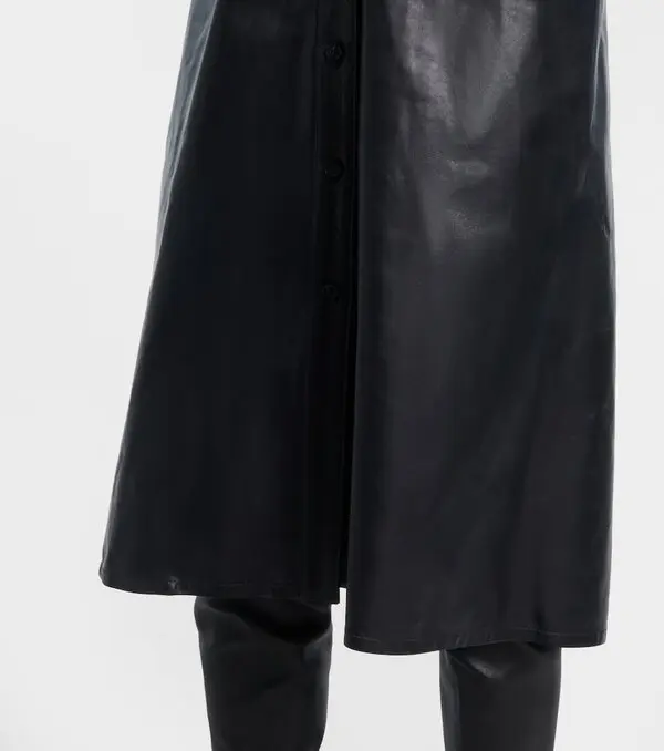 TOTEME Ruched Leather Shirt Dress