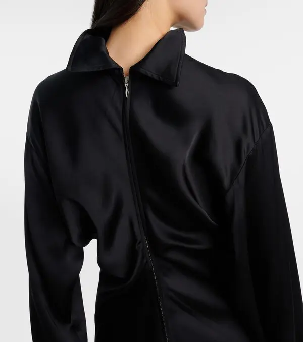 TOTEME Gathered Satin Turtleneck Top