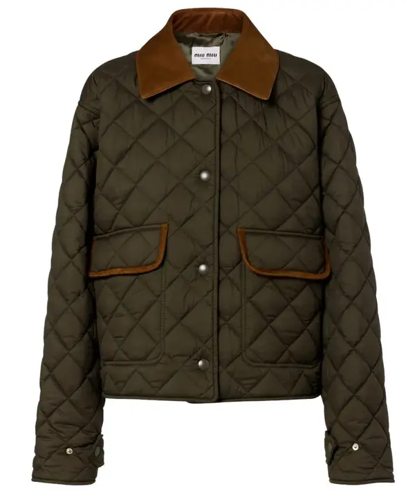 MIU MIU ミリタリージャケット Miu Miu Quilted Bomber Jacket - Green | Editorialist