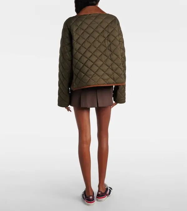 Miu Miu Quilted Leather-trimmed Jacket - Green