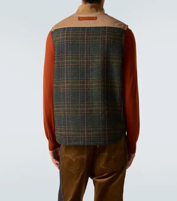 Junya Watanabe Leather-trimmed Cotton And Wool Waistcoat