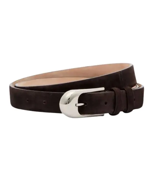Khaite Dome 25mm Suede Belt - Brown