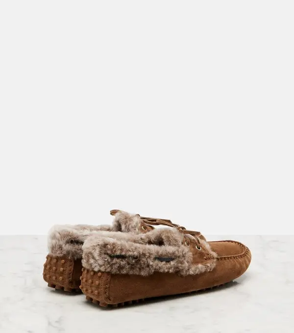 Brunello Cucinelli Monili Suede Driving Shoes - Brown