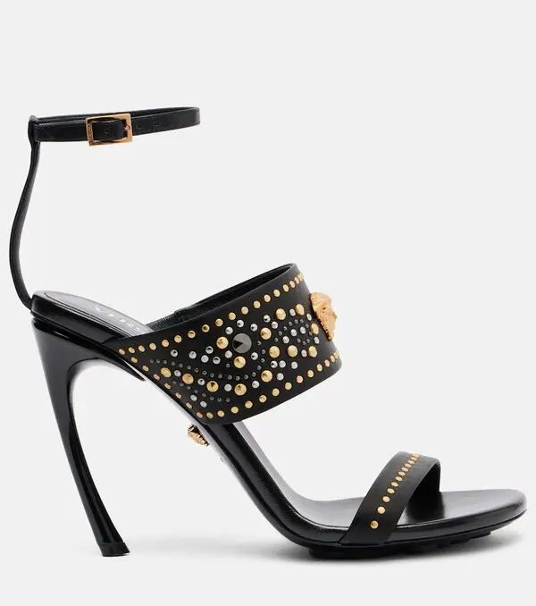 Versace La Medusa 105 Studded Leather Sandals