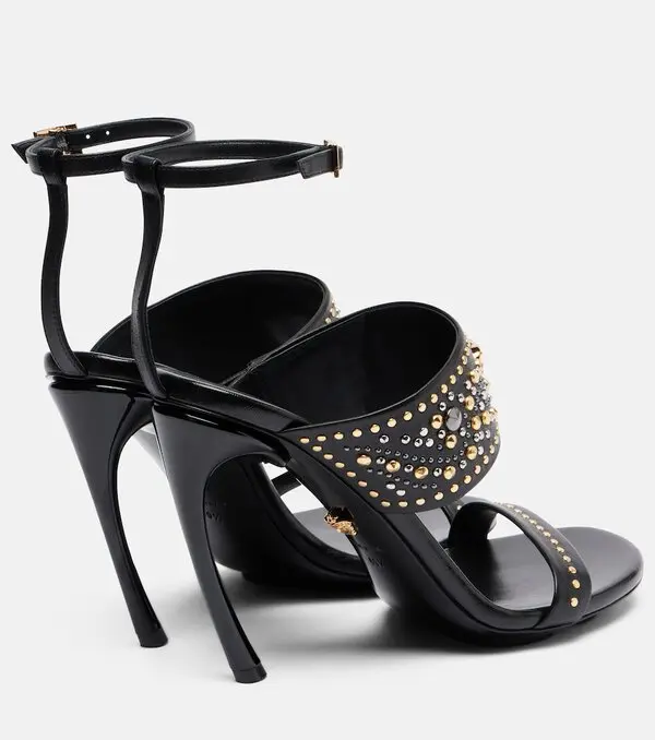Versace La Medusa 105 Studded Leather Sandals