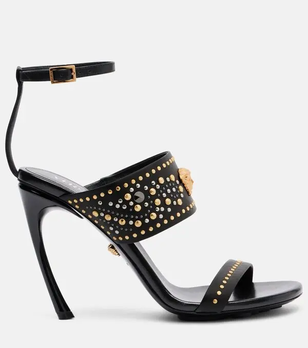 Versace La Medusa 105 Studded Leather Sandals