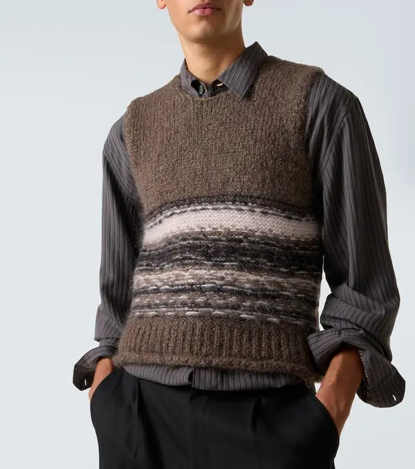 Our Legacy Striped Wool And Mohair Sweater Vest