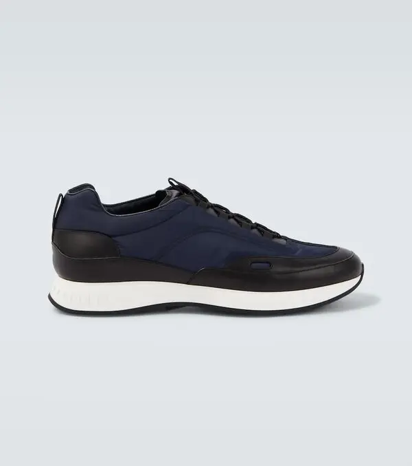 John Lobb Leather-trimmed Slip-on Sneakers
