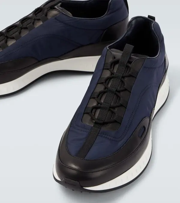John Lobb Leather-trimmed Slip-on Sneakers