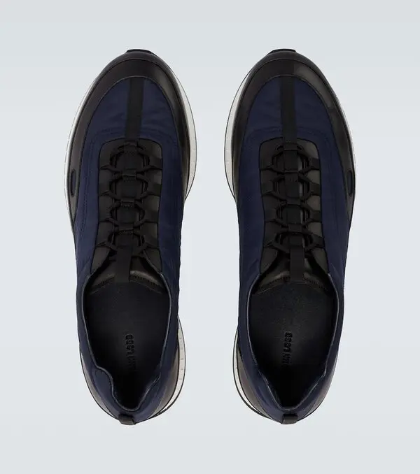 John Lobb Leather-trimmed Slip-on Sneakers