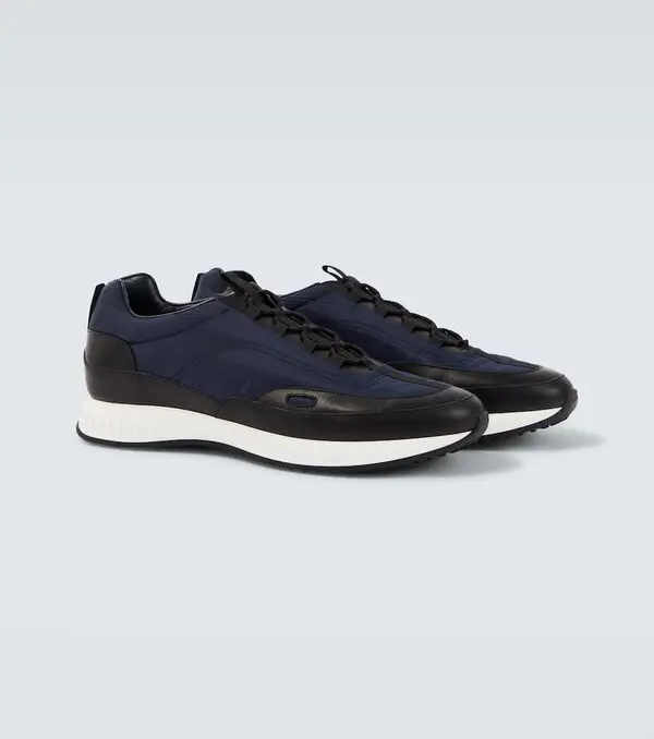 John Lobb Leather-trimmed Slip-on Sneakers