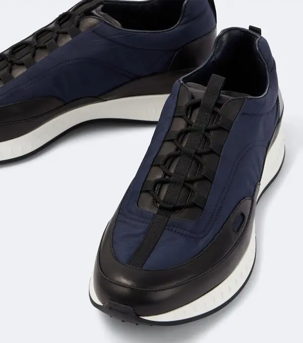 John Lobb Leather-trimmed Slip-on Sneakers