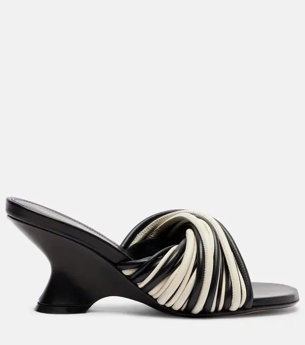 Dries Van Noten 75 Leather Wedge Mules