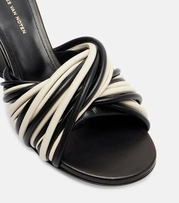 Dries Van Noten 75 Leather Wedge Mules