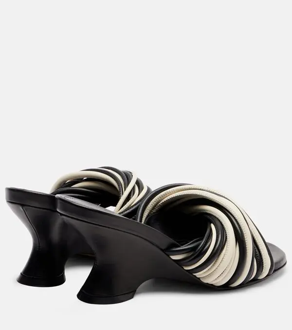 Dries Van Noten 75 Leather Wedge Mules