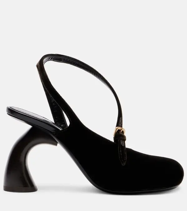 Dries Van Noten 95 Velvet Slingback Pumps - Brown