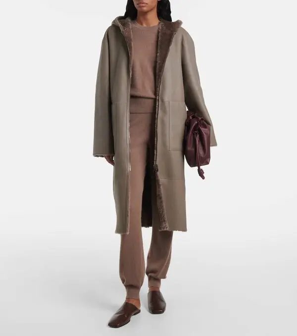 JOSEPH Reversible Shearling And Leather Hooded Coat