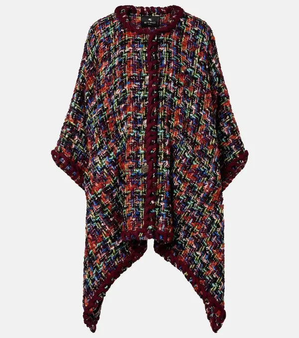 Etro Wool, Mohair And Cotton-blend Tweed Cape - Multicoloured