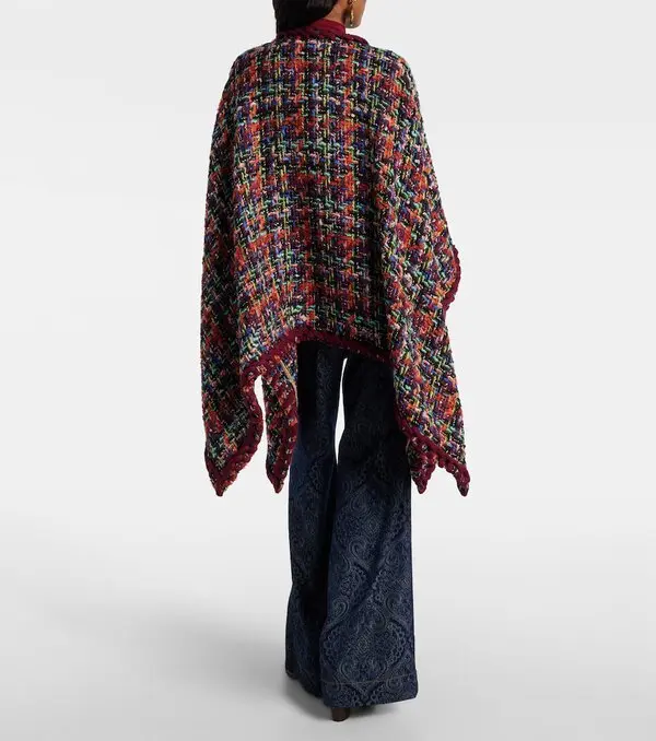 Etro Wool, Mohair And Cotton-blend Tweed Cape