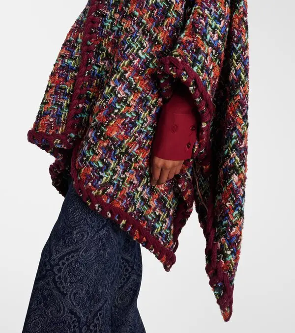 Etro Wool, Mohair And Cotton-blend Tweed Cape