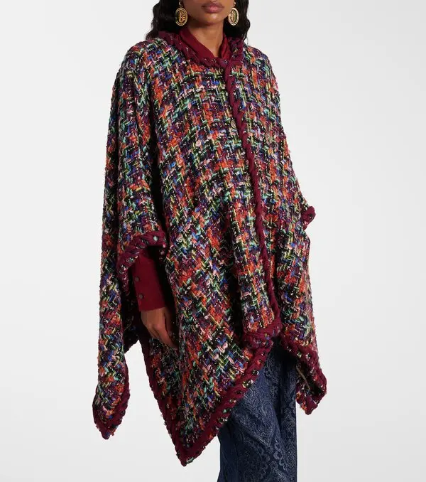 Etro Wool, Mohair And Cotton-blend Tweed Cape