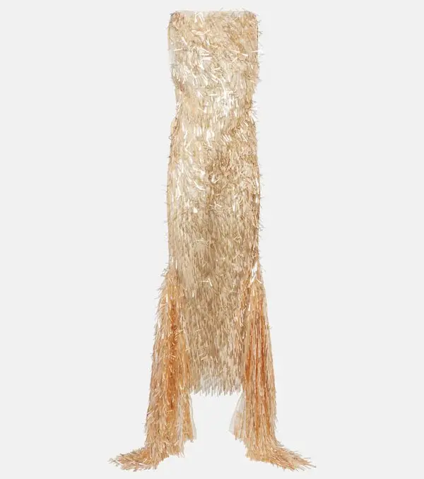 Maticevski Tiara Sequin Gown - Beige