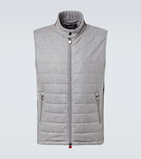 Kiton Cashmere-blend Vest With Suede Trim