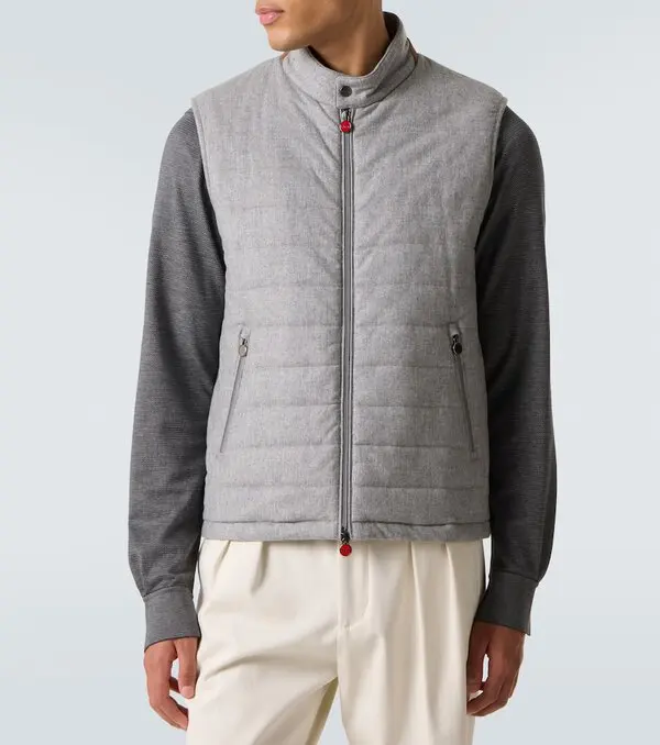 Kiton Cashmere-blend Vest With Suede Trim
