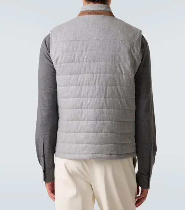 Kiton Cashmere-blend Vest With Suede Trim