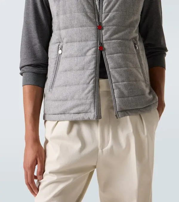 Kiton Cashmere-blend Vest With Suede Trim