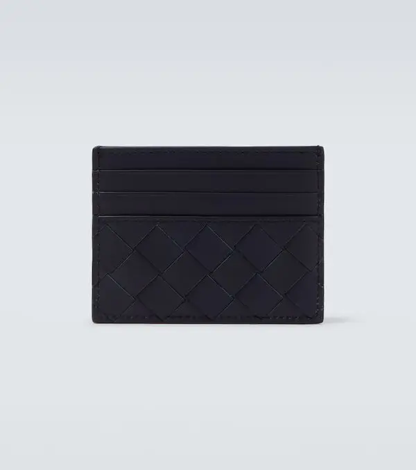 Bottega Veneta Intrecciato Leather Card Holder - Blue