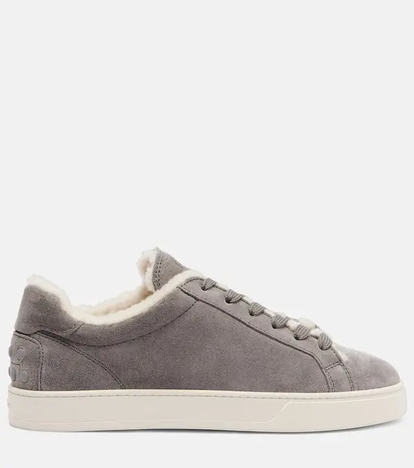 TOD'S Shearling-lined Suede Sneakers - Grey