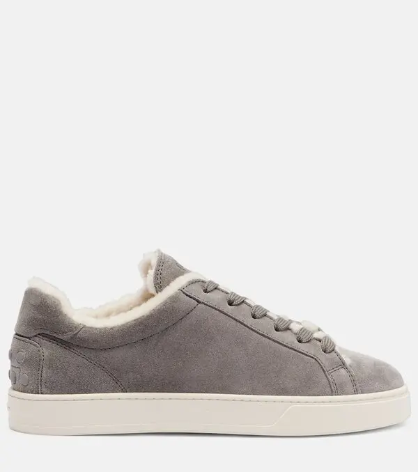 TOD'S Shearling-lined Suede Sneakers - Grey