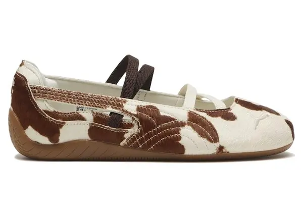 PUMA Speedcat Ballet Cow Print Sneakers - Chocolate Brown/warm White