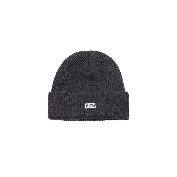 Kith Classic Logo Knit Beanie - Charcoal