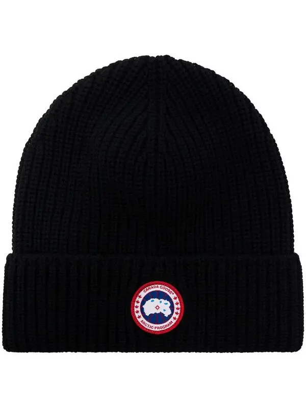 Canada Goose Logo Wool Beanie - Black