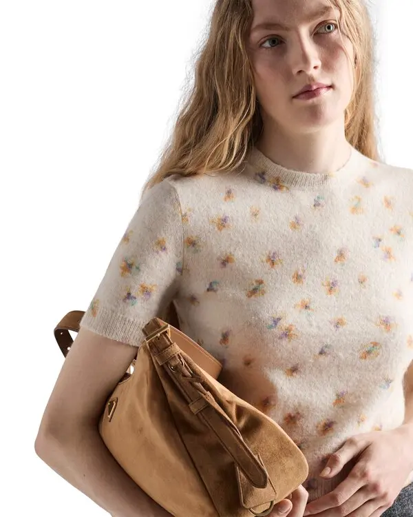 Prada Floral Print Wool Sweater - Yellow