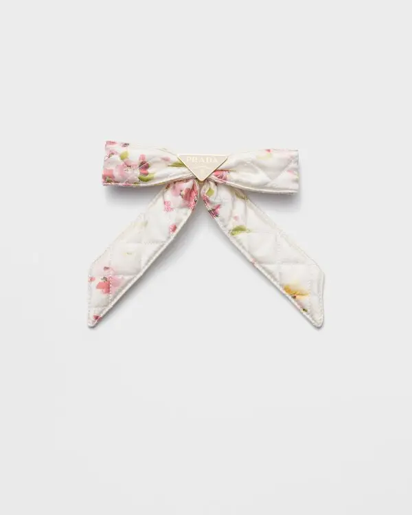 Prada Floral-print Satin Hair Clip - Begonia Pink
