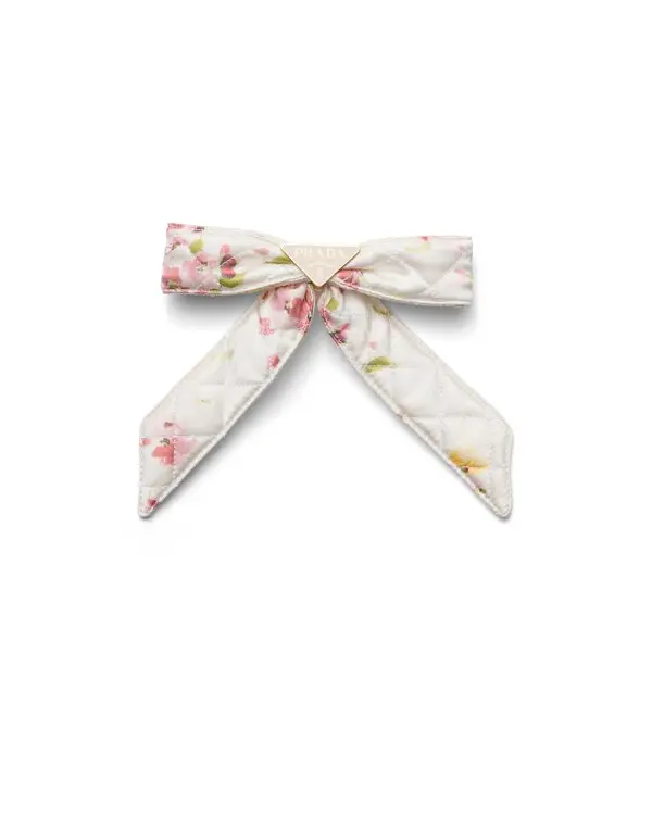 Prada Floral-print Satin Hair Clip - Pink