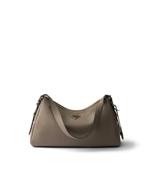 Prada Aimée Large Leather Shoulder Bag - Grey