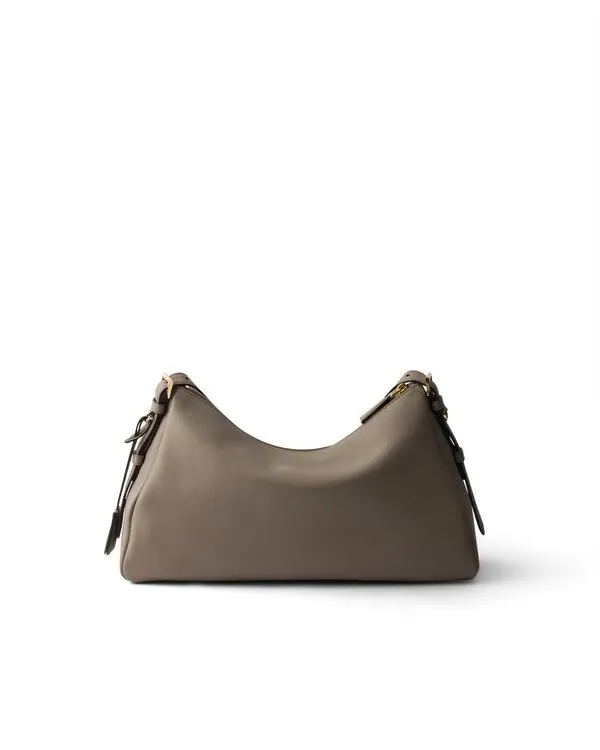 Prada Aimée Large Leather Shoulder Bag - Grey