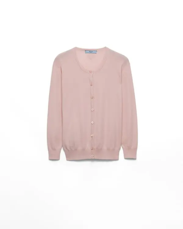 Prada Cotton And Silk Knit Cardigan - Pink