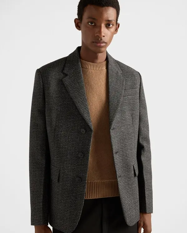 Prada Single-breasted Wool Jacket - Black/white